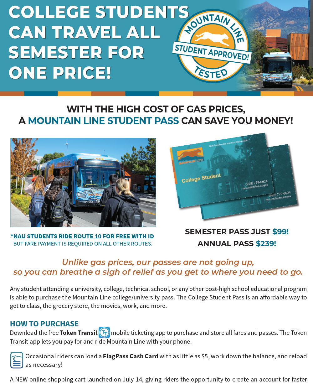 Mountain Line Semester and Annual Passes for College Students - Mountain Line | Fixed Route Service in Flagstaff Mountain Line | Fixed Route Service in Flagstaff