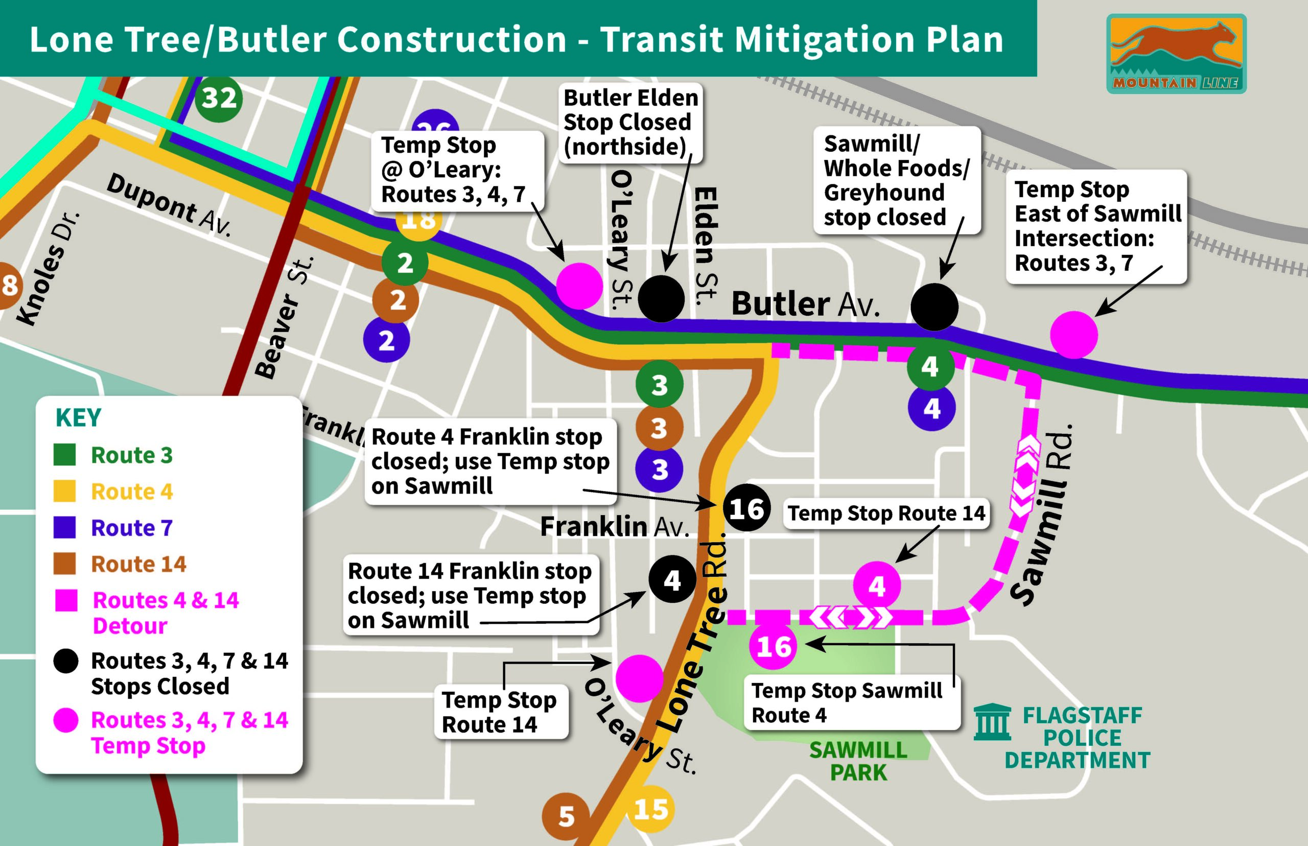 MOUNTAIN LINE DETOURS AND TEMP STOPS FOR BUTLER AND LONE TREE ...